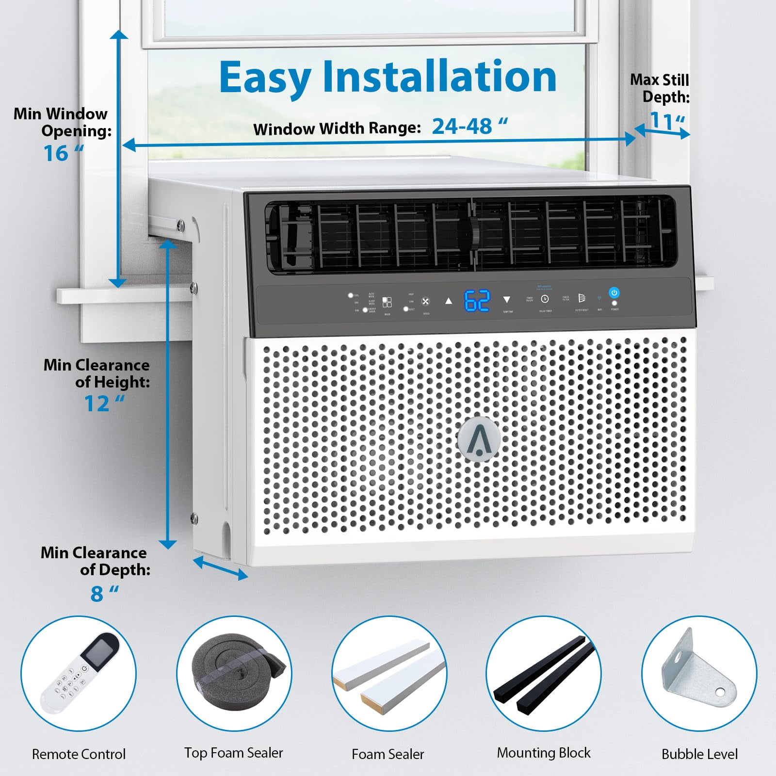 TROPOW 110V Window-Mounted Air Conditioner 6,000 BTU with Remote/APP ...