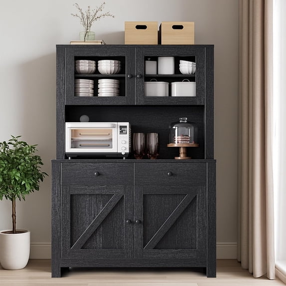 TROPOW 63" Kitchen Pantry Cabinet with Microwave Stand & Drawers, Large ...