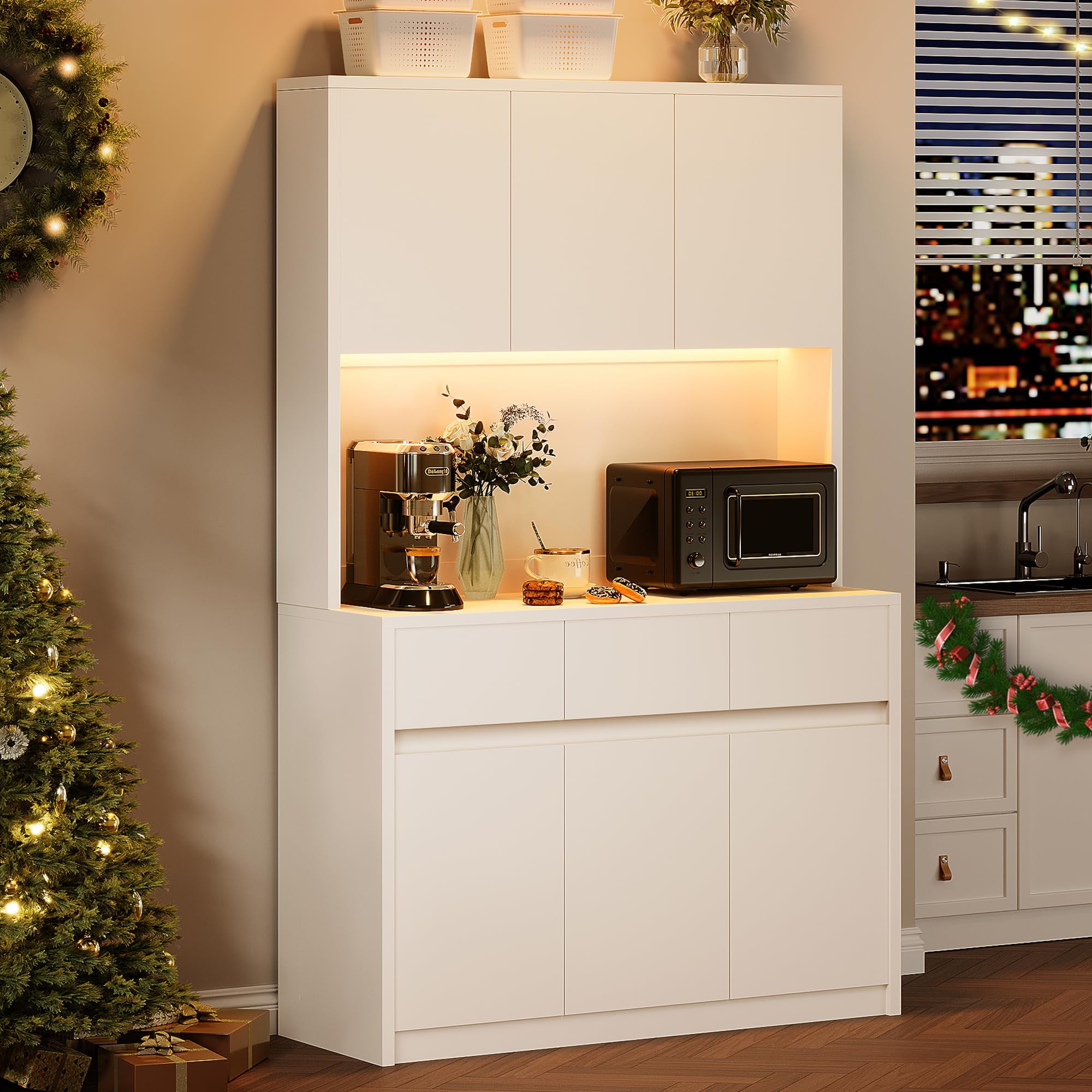 TROPOW 71" Tall Kitchen Pantry Cabinet, Kitchen Hutch Storage Cabinet ...