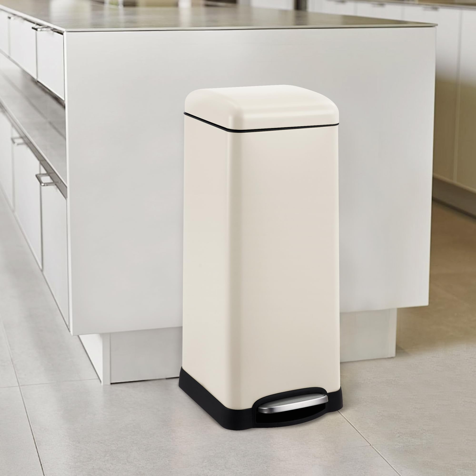 TROPOW 8 Gallon Bathroom Step Trash Can, 30-Liter Square Stainless ...