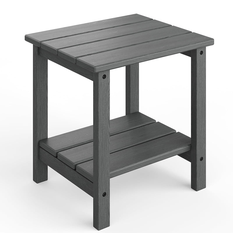 TROPOW All-Weather HDPE Adirondack Patio Side Table - 2-Tier Square ...