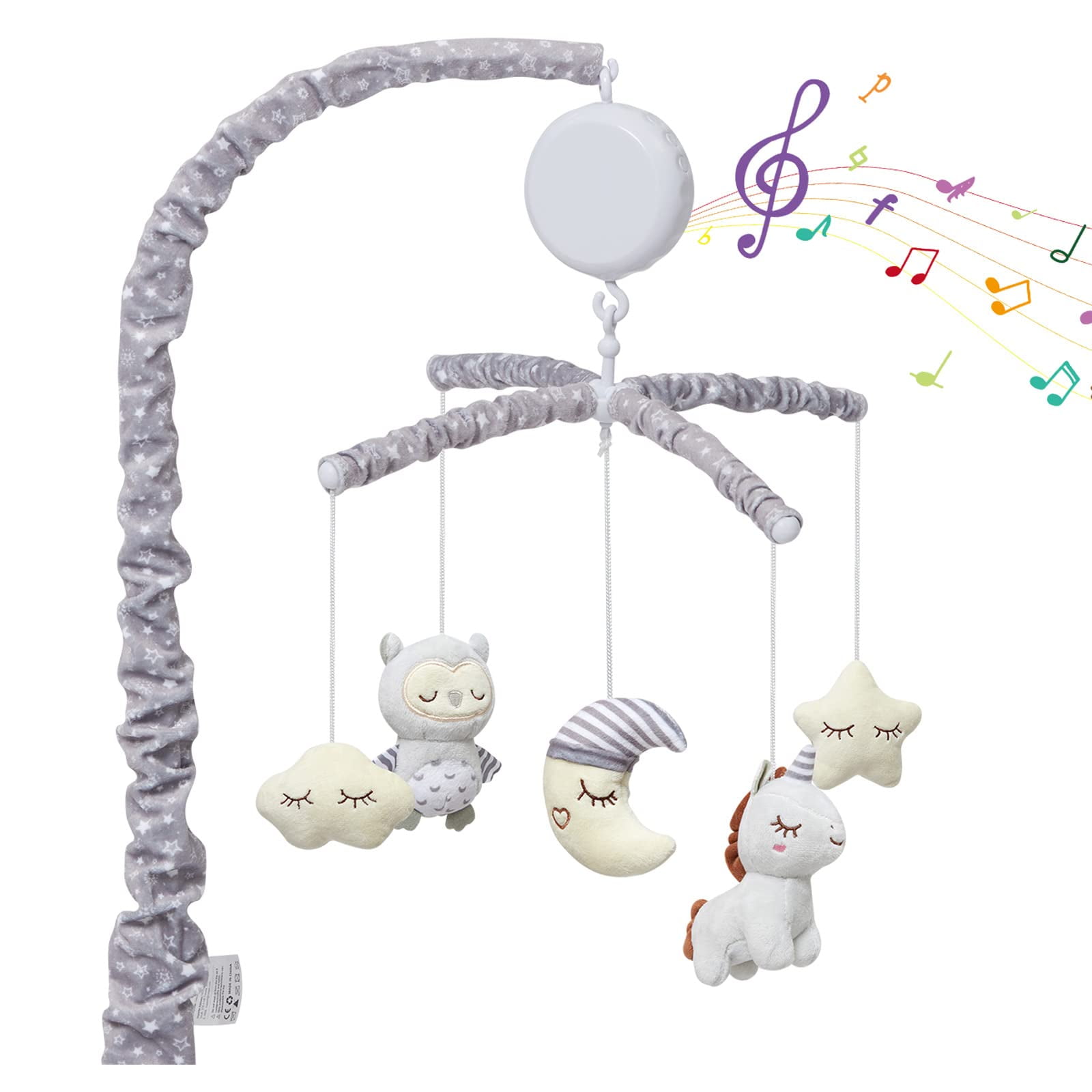 TROPOW Baby Crib Mobile, Nursery Mobile for Crib with Music Motor ...