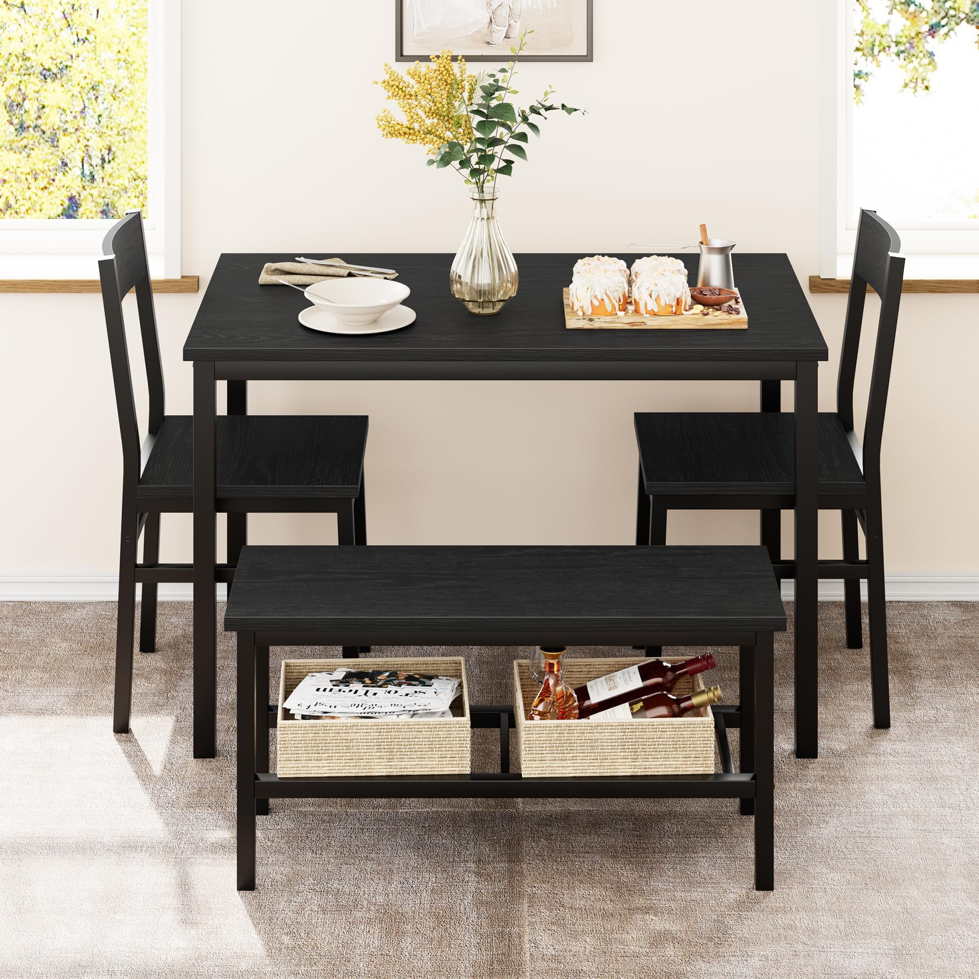 Tropow, Dining Table Set for 4, 45.5x27.6 inch, Space-Saving Design ...