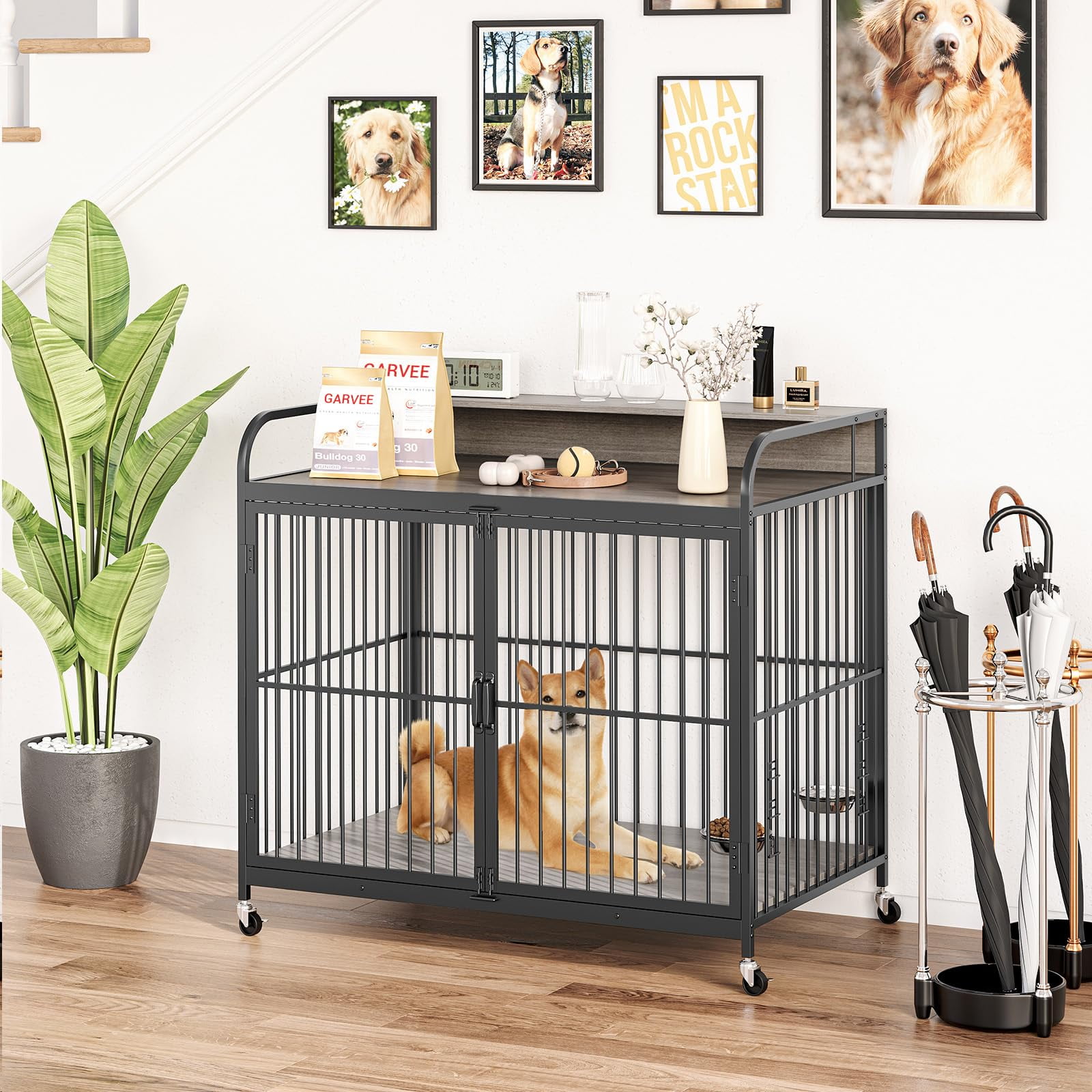 TROPOW Dog Crate Furniture, Heavy Duty Dog Kennel Indoor with ...