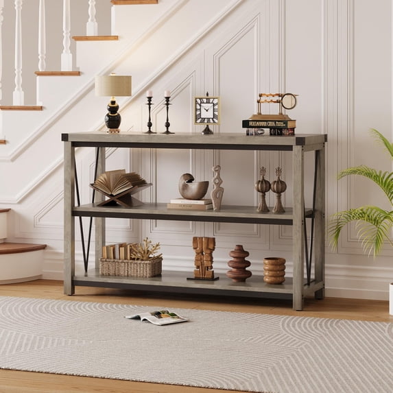 TROPOW Farmhouse Console Table, 47 Inch Narrow Long Entryway Table with ...
