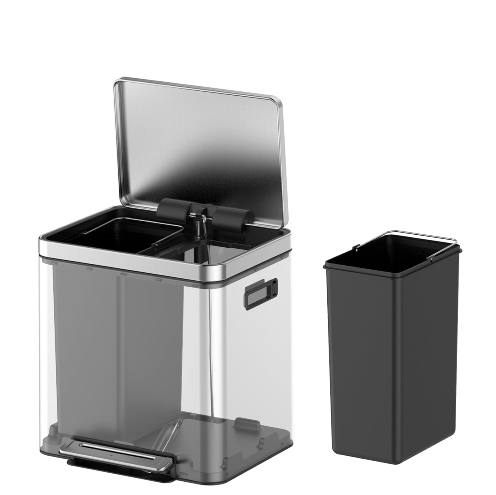 TROPOW Fashionwu 40L Trash Can, Rectangular Garbage Can with Soft-Close ...