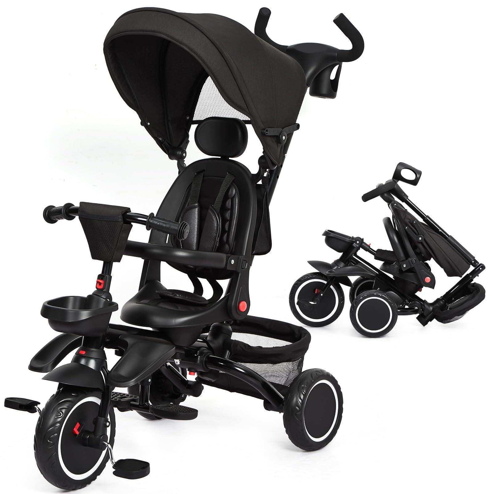 TROPOW Foldable Baby Tricycle for Kids, 7 in 1 Toddler Tricycle ...