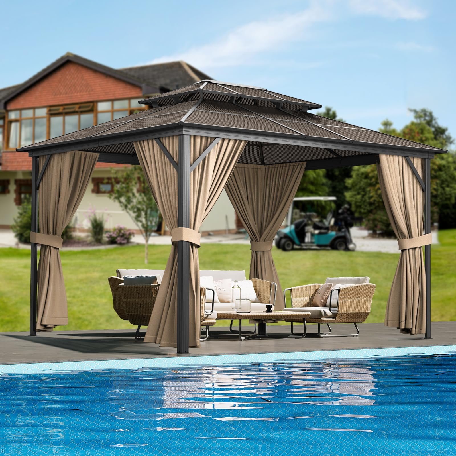 TROPOW Gazebos for Gardens,All Seasons Gazebos,Hardtop Gazebo 10'x13 ...