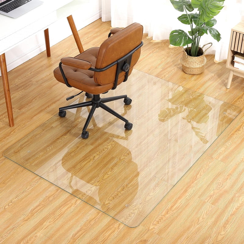 TROPOW Glass Chair Mat, Heavy Duty Hard Floor Mat for Carpet & Hardwood ...