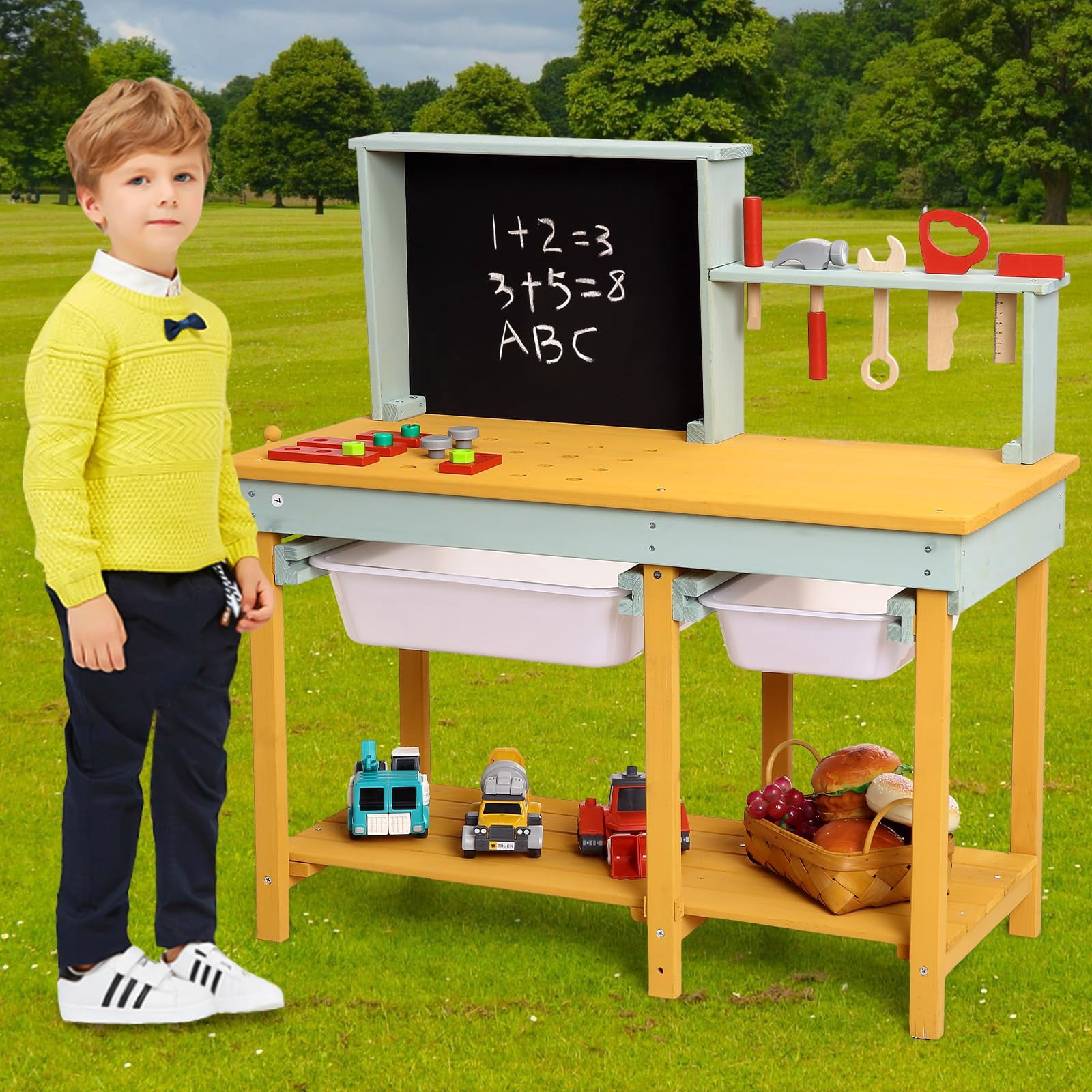 TROPOW Kids Toys,Wooden Tool Bench,Pretend Play Toys Workbench for Kids ...