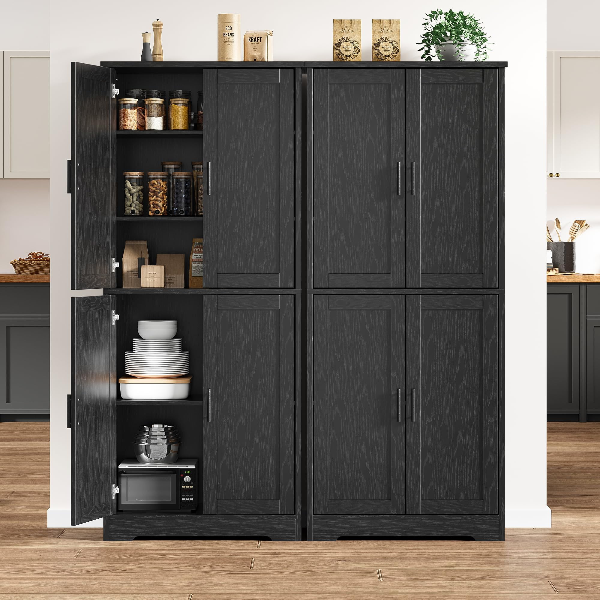 TROPOW Kitchen Pantry Cabinet, Freestanding Pantry Storage Cabinet with ...