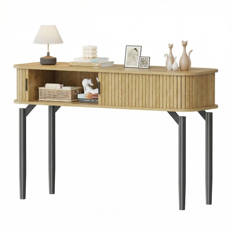TROPOW Modern Fluted Console Table, 47" Wooden Narrow Entryway Sofa ...
