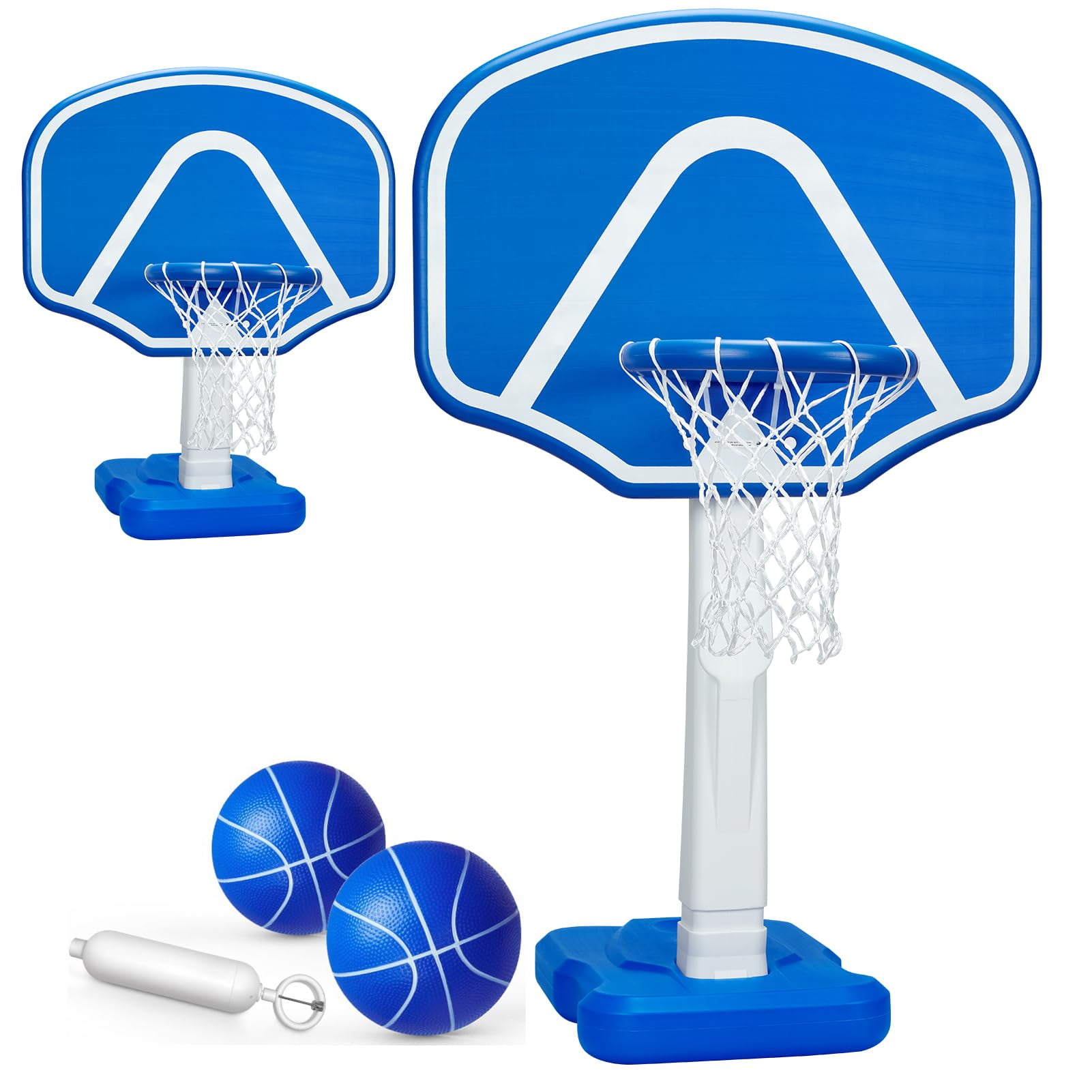 TROPOW Pool Basketball Hoop, 2 Adjustable Heights, Includes Poolside ...
