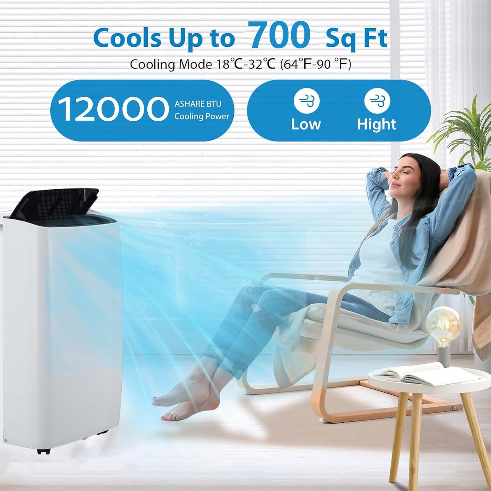 TROPOW Portable Air Conditioners,12000BTU Portable Air Conditioner with ...