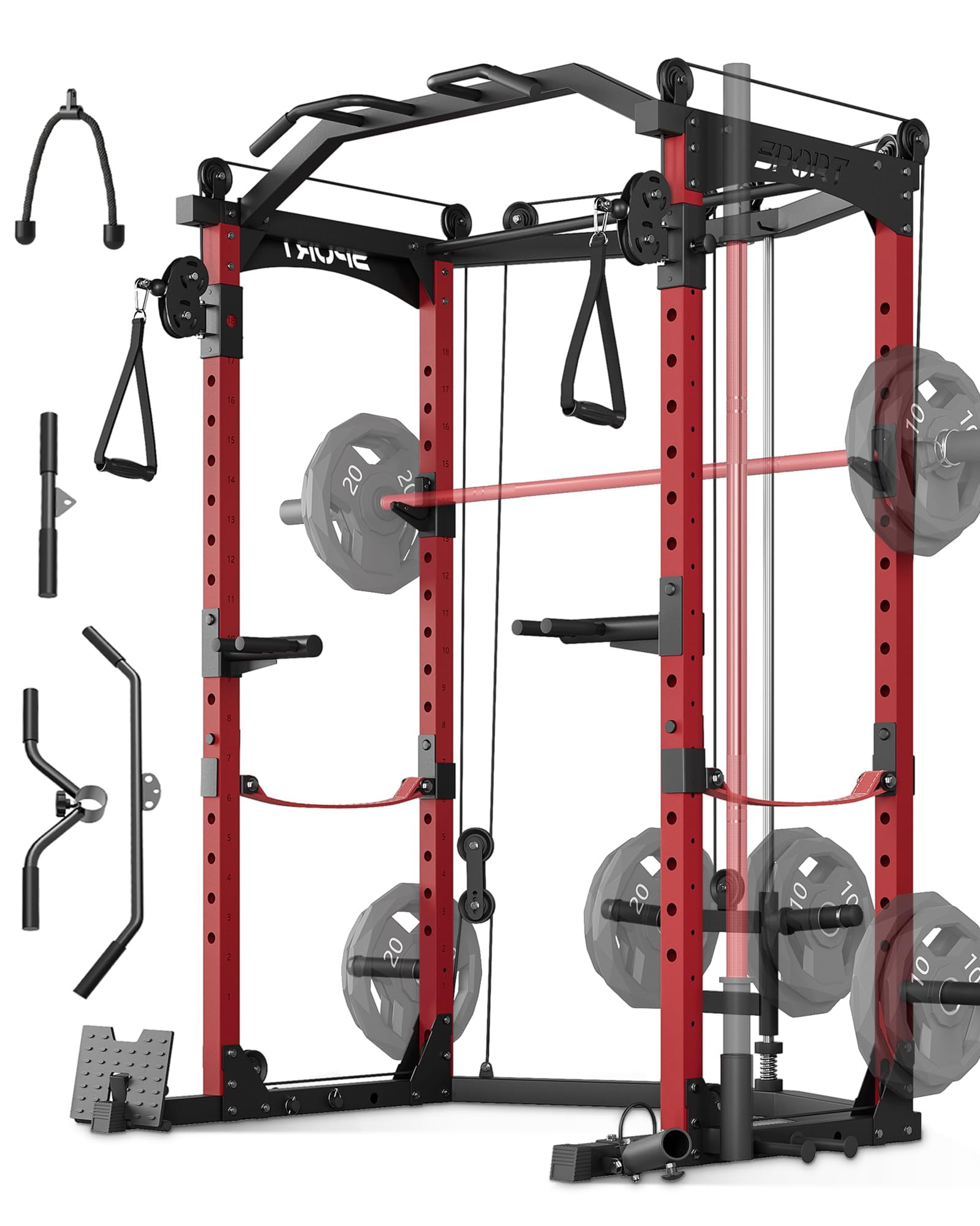 TROPOW Power Cage, Multi-Functional Power Racks for Home Gym with Cable ...