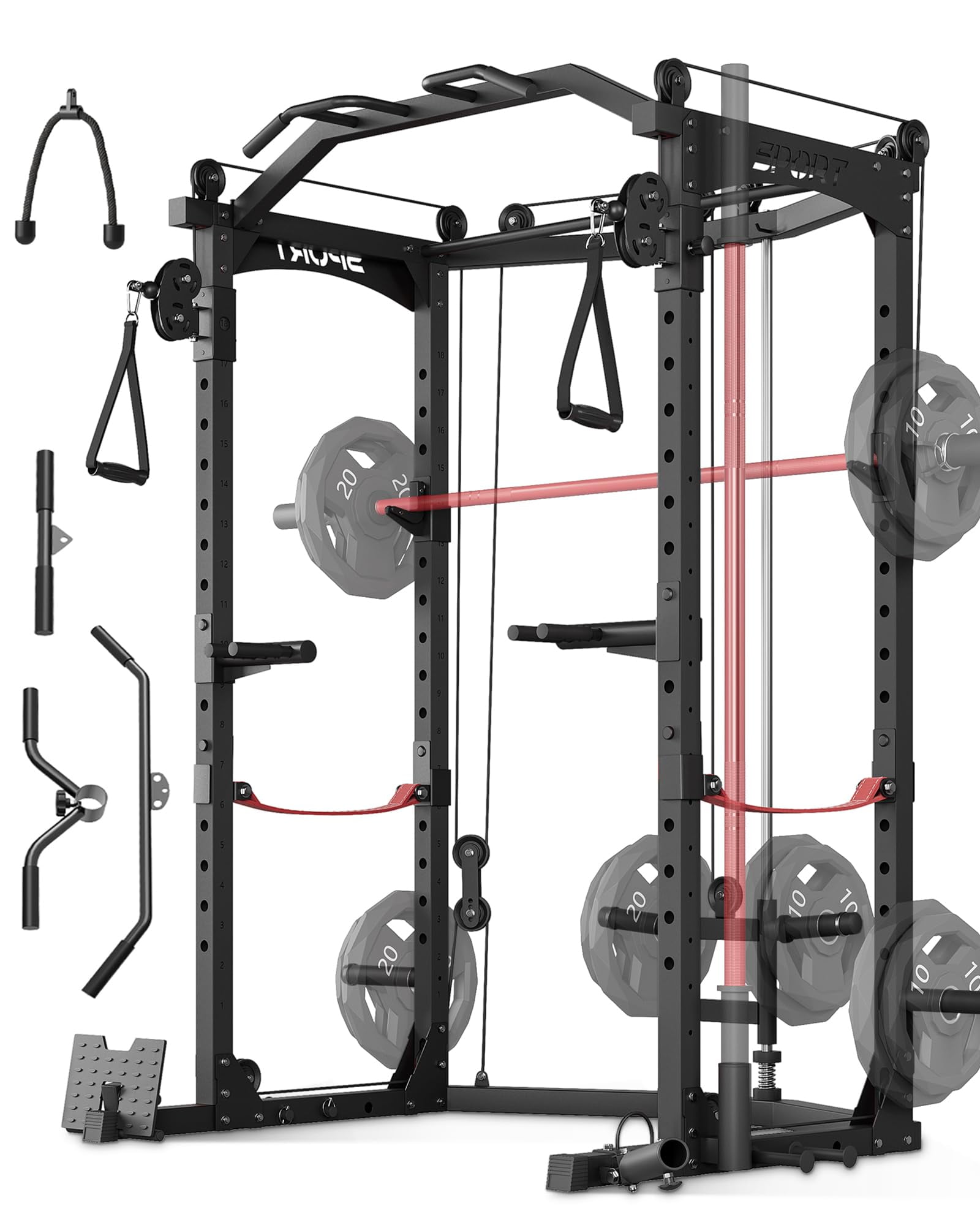 TROPOW Power Cage, Multi-Functional Power Racks for Home Gym with Cable ...