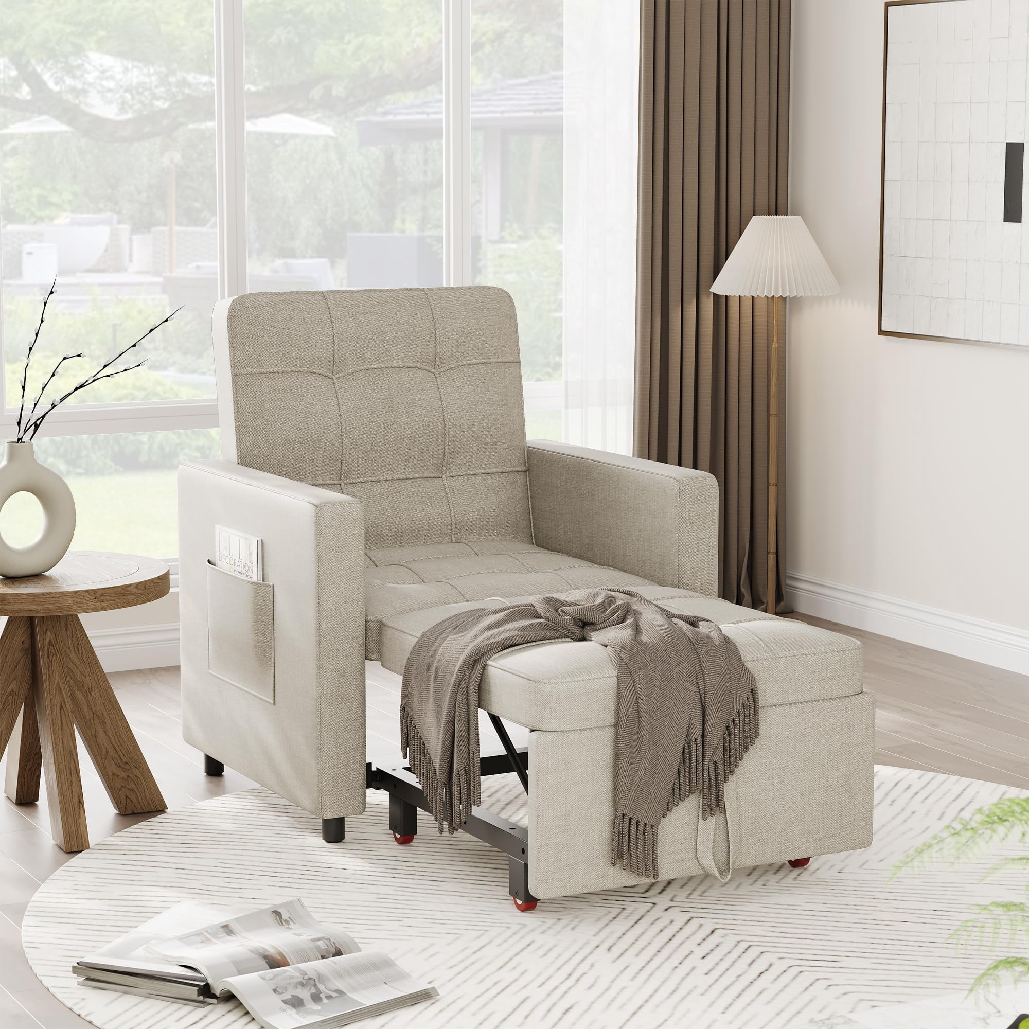 TROPOW Sleeper Chair, 3-in-1 Convertible Sleeper Chair, Pull Out Sofa ...