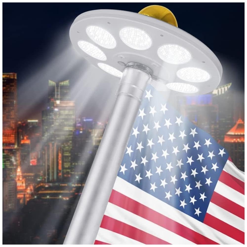 TROPOW Solar Flagpole Light with 48 LEDs - Automatic On/Off, Bright ...