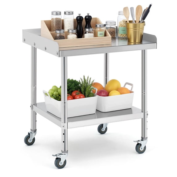 TROPOW Stainless Steel Rolling Work Table with Adjustable Legs - 400 ...