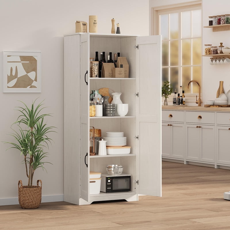 TROPOW Tall Pantry Cabinet, 60" Kitchen Storage Cabinet with 2 Doors ...