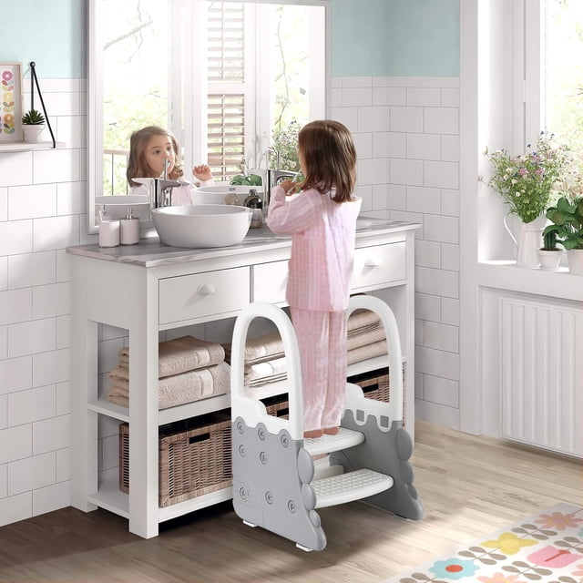 TROPOW Toddler 2 Step Stool Kids Standing Tower for Toddlers Plastic ...