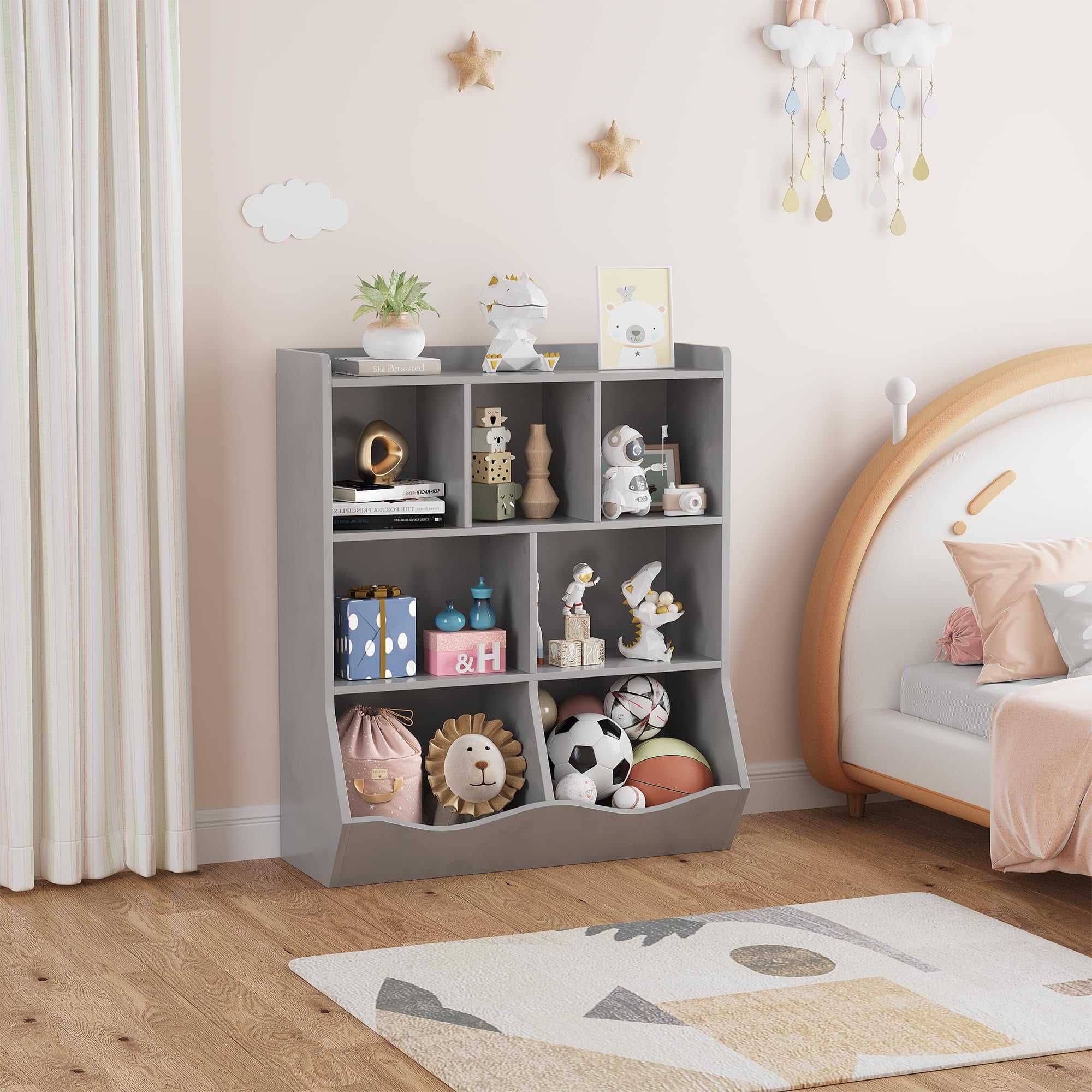 TROPOW Toy Storage Organizer,Three-Tier Kids Bookshelf and Bookcase for ...