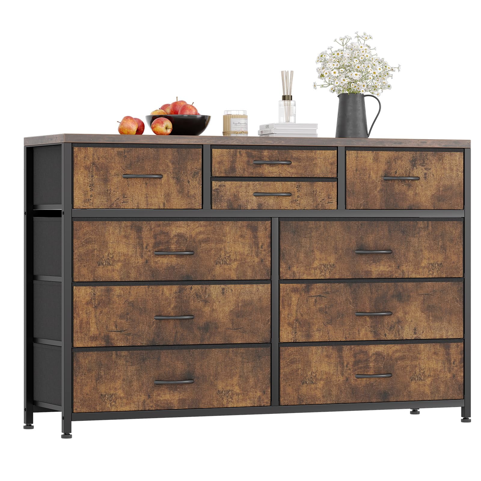TROPOW Tv Stands for Living Room,Dresser - Wide 10 Drawer Fabric ...