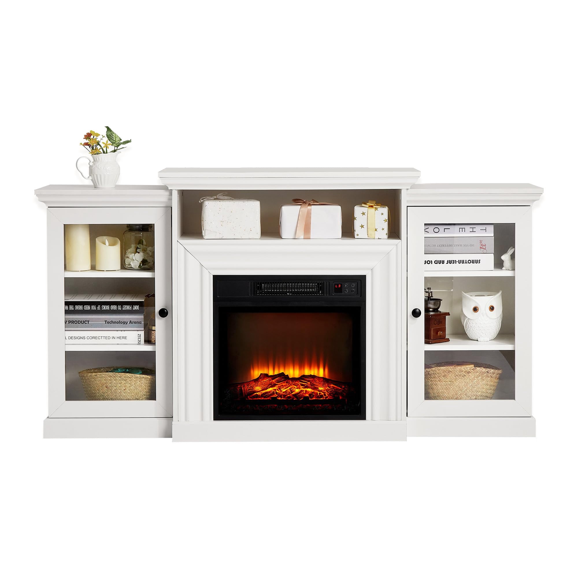 TROPOW Tv Stands for Living Room,Tv Stand with Fireplace,with Electric ...