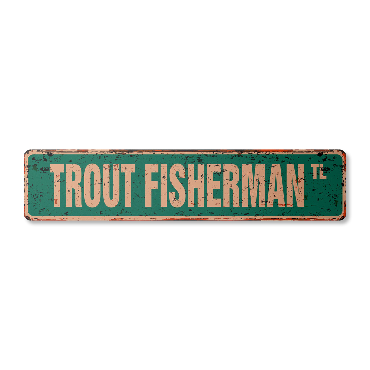 TROUT FISHERMAN Vintage Aluminum Street Sign fly fishing rainbow lover ...