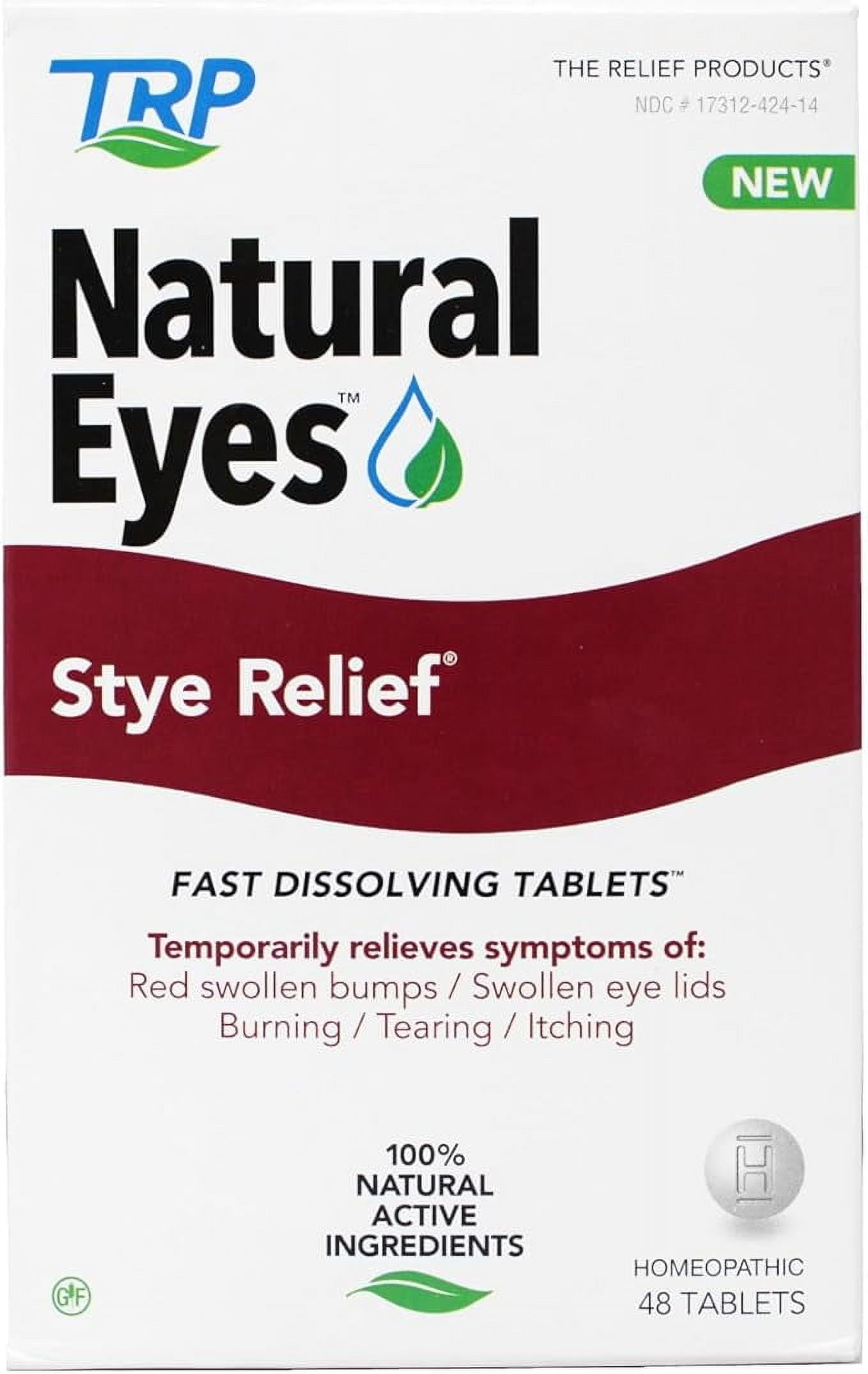 TRP Natural Eyes Eye Stye Relief Homeopathic Tablets Gluten-Free, 48 ...