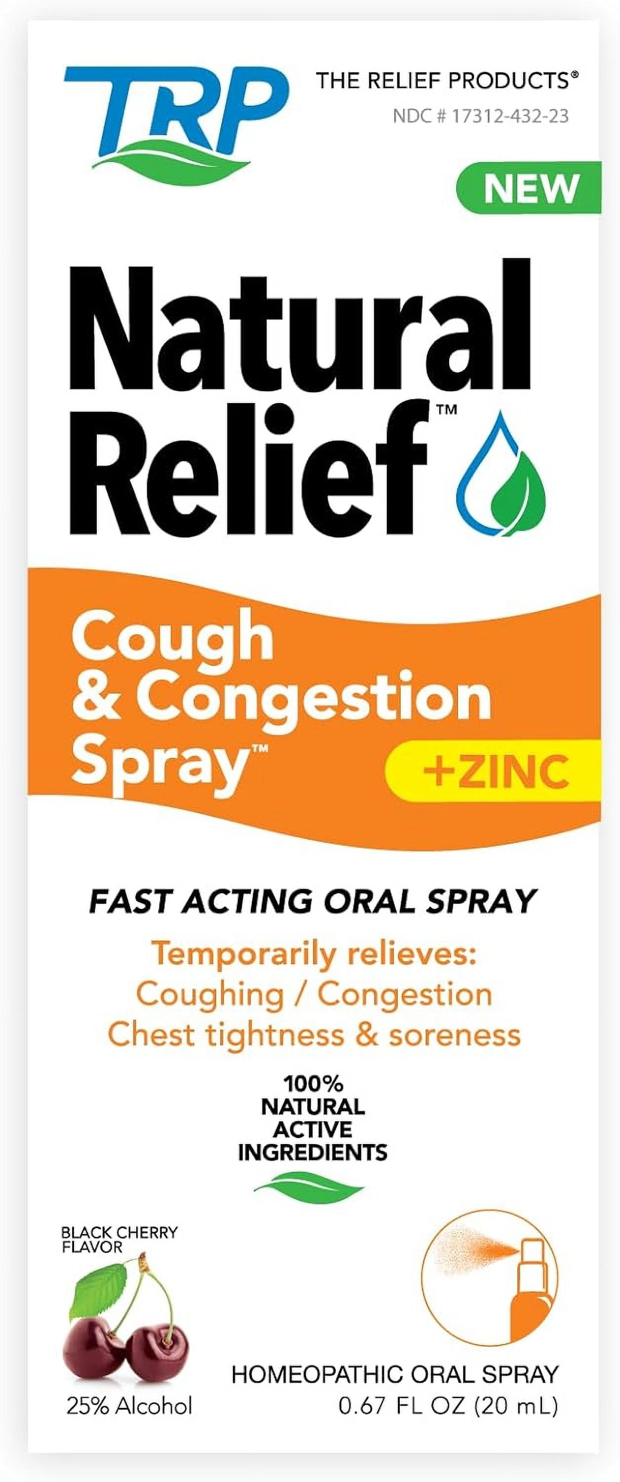 TRP Natural Relief Cough and Congestion Spray Black Cherry, 0.67 Oz, 6 ...
