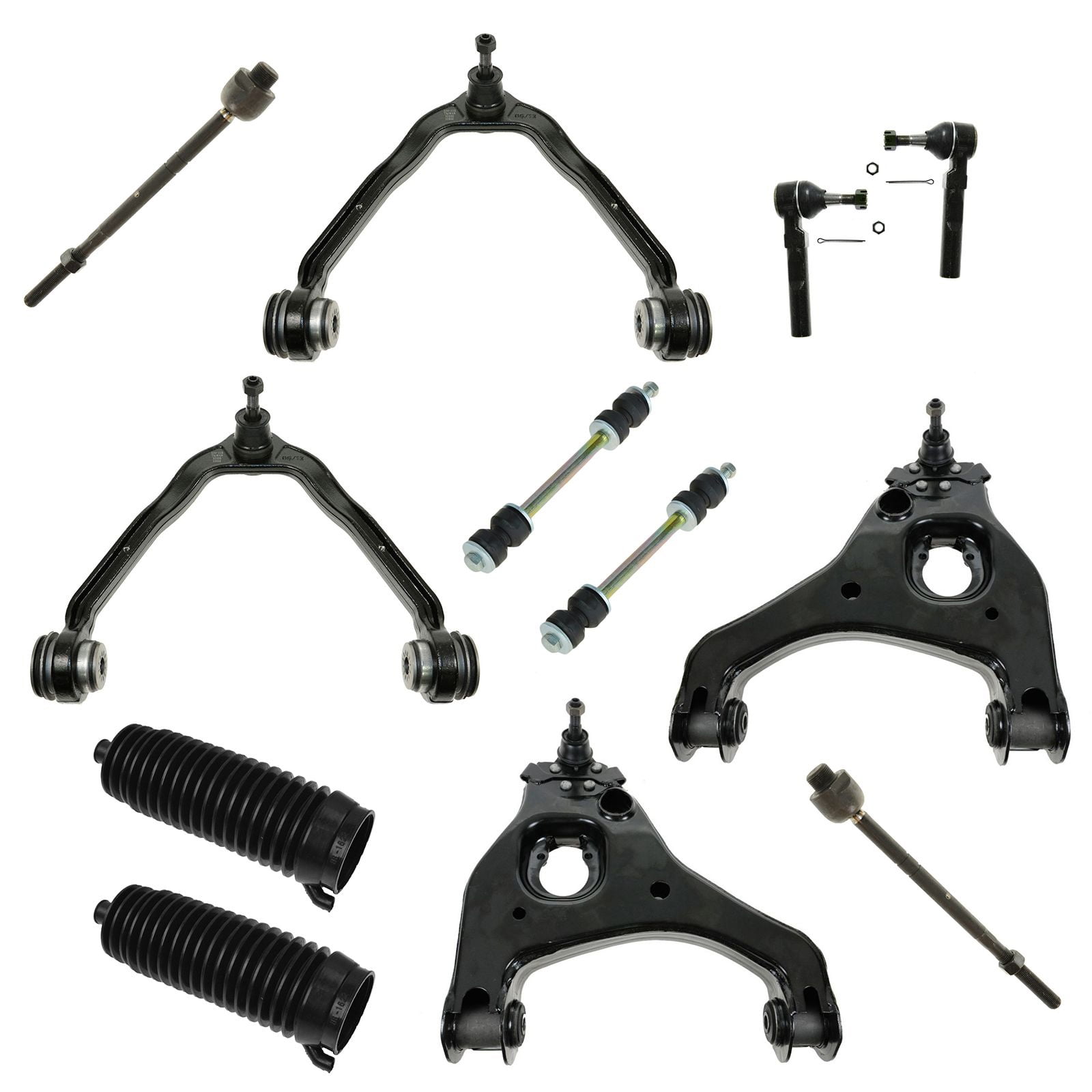TRQ 12 Piece Steering Suspension Kit Control Arms Sway Bar Links Tie ...