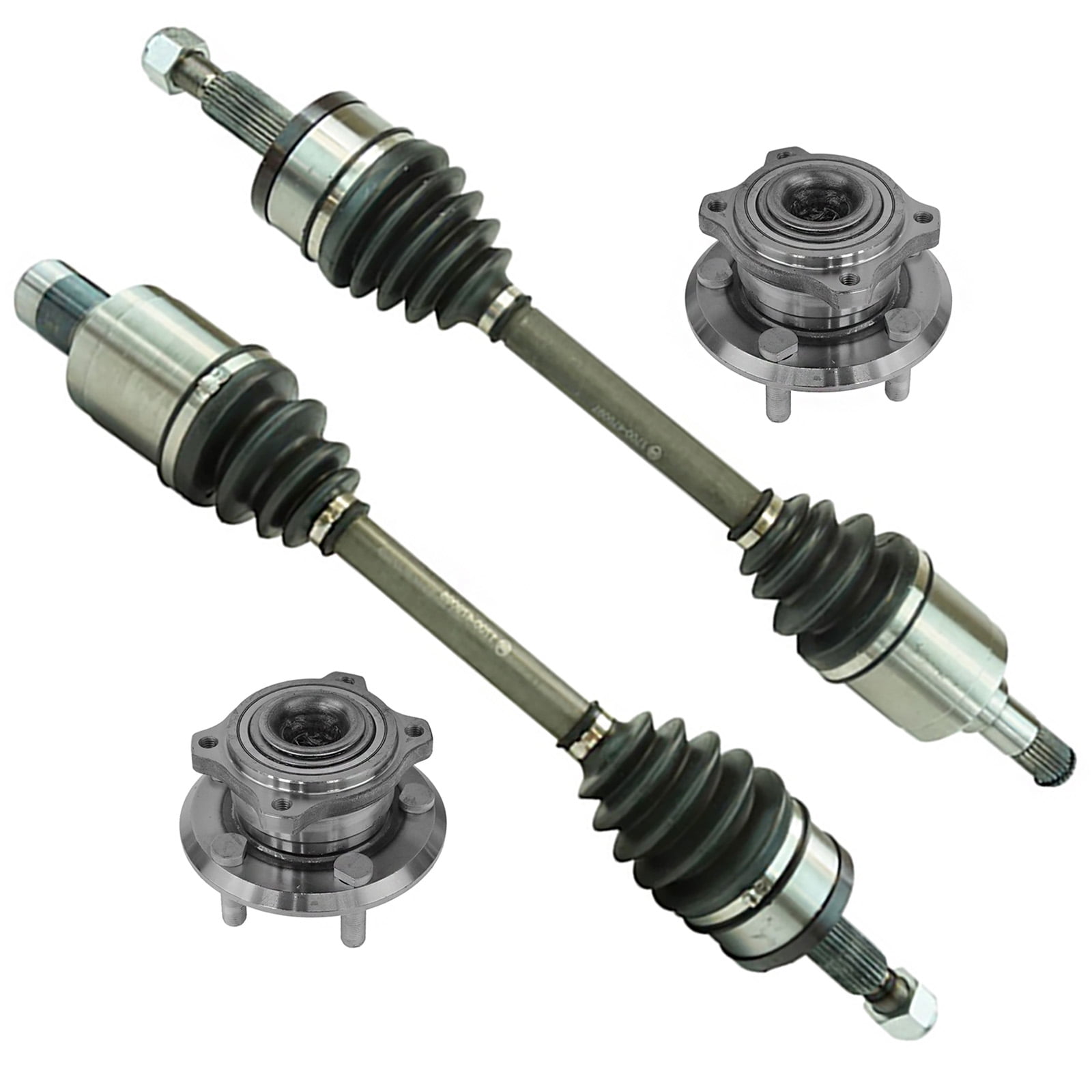 TRQ 4 Piece Steering Kit Front CV Axles w/ Wheel Hub & Bearing ...