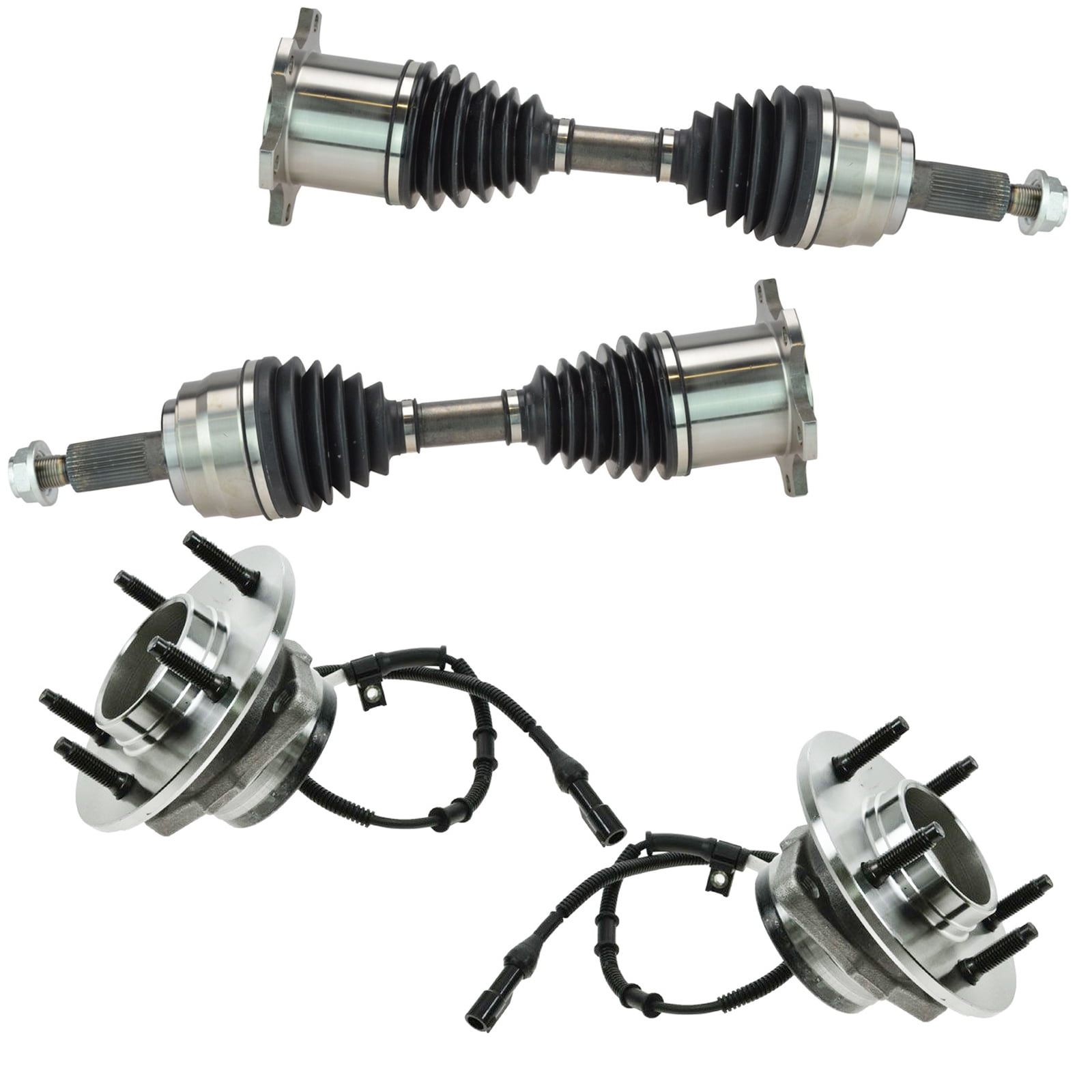 TRQ 4 Piece Steering Wheel Bearing & Hub Assemblies CV Axle Shafts for ...