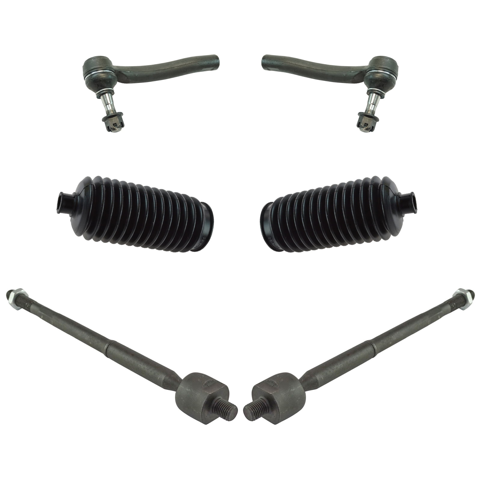 TRQ 6 pc Steering Kit Inner Outer Tie Rods w/ Boots Bellows for Toyota ...