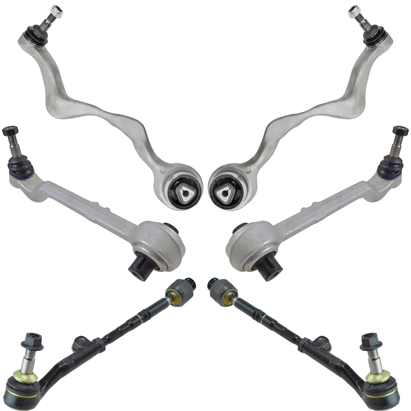 TRQ 6pc Steering Suspension Kit Control Arms w/ Inner Outer Tie Rod ...