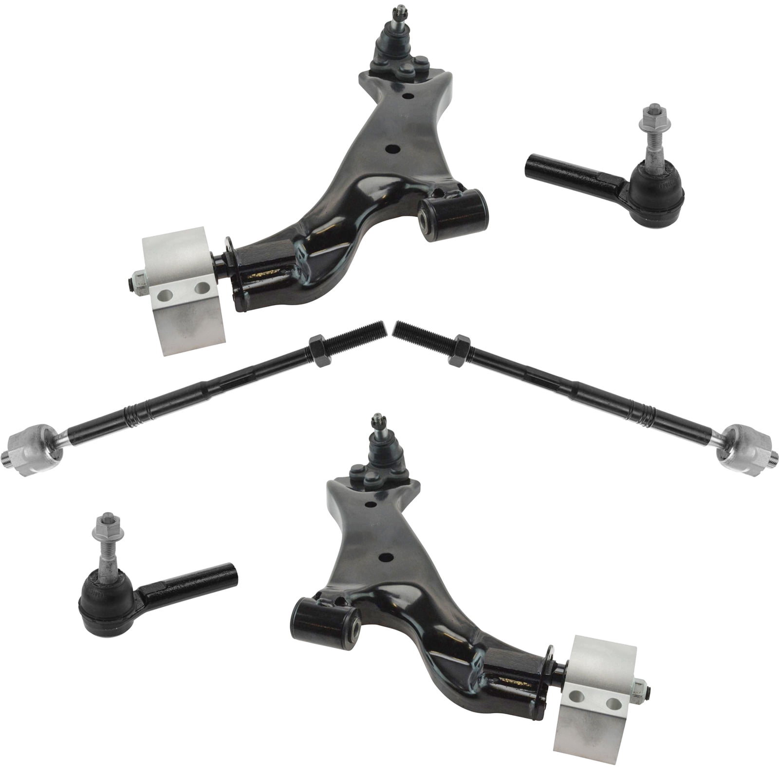 TRQ 6pc Steering & Suspension Kit Inner Outer Tie Rods w/ Lower Control ...