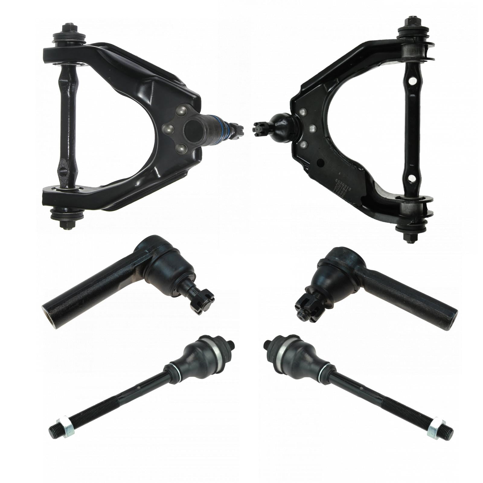 TRQ 6pc Steering Suspension Kit Upper Control Arms Ball Joints Tie Rods ...