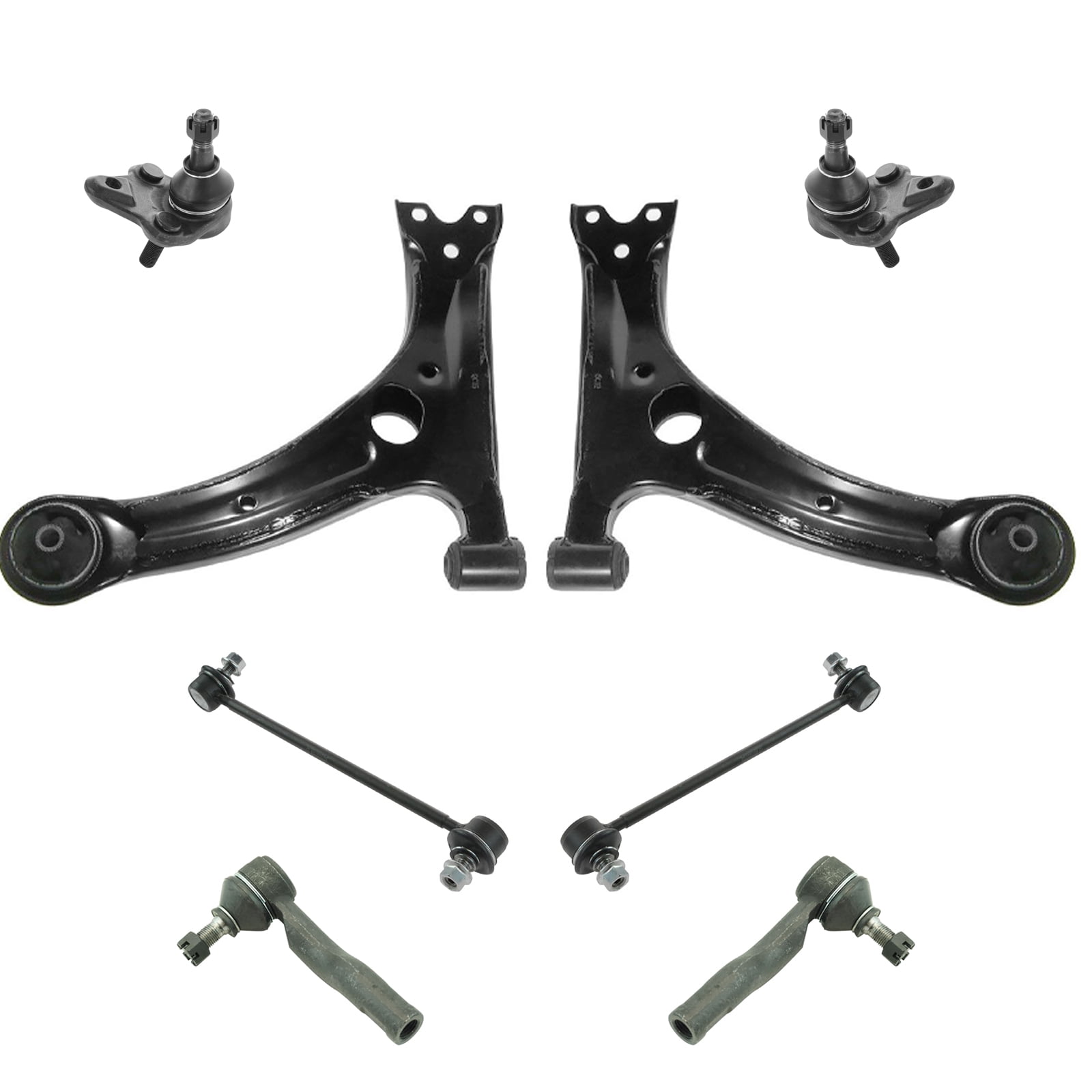 TRQ 8 Piece Steering Suspension Kit Control Arms Ball Joints Tie Rods ...