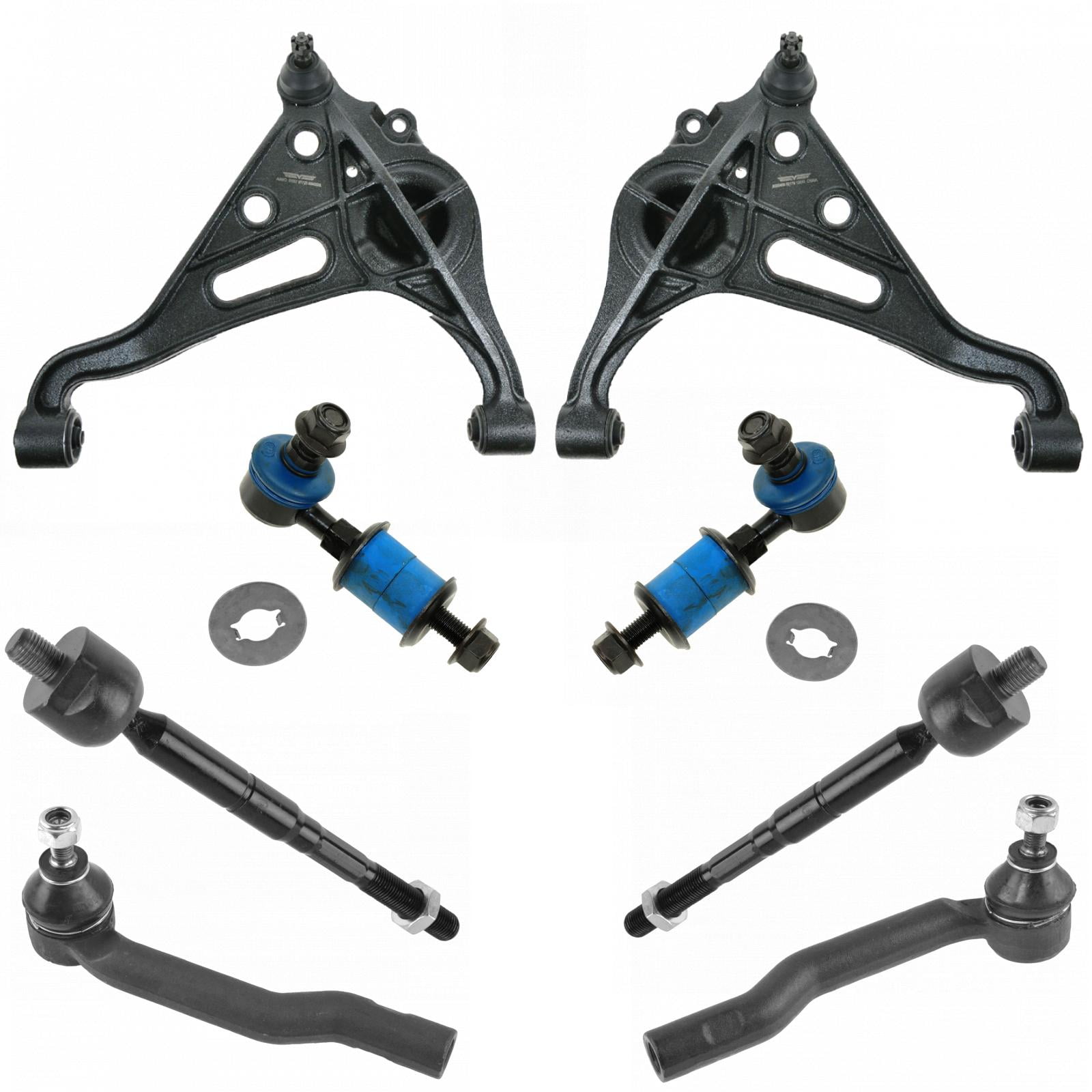 TRQ 8 Piece Steering & Suspension Kit Control Arms Tie Rods Sway Bar ...