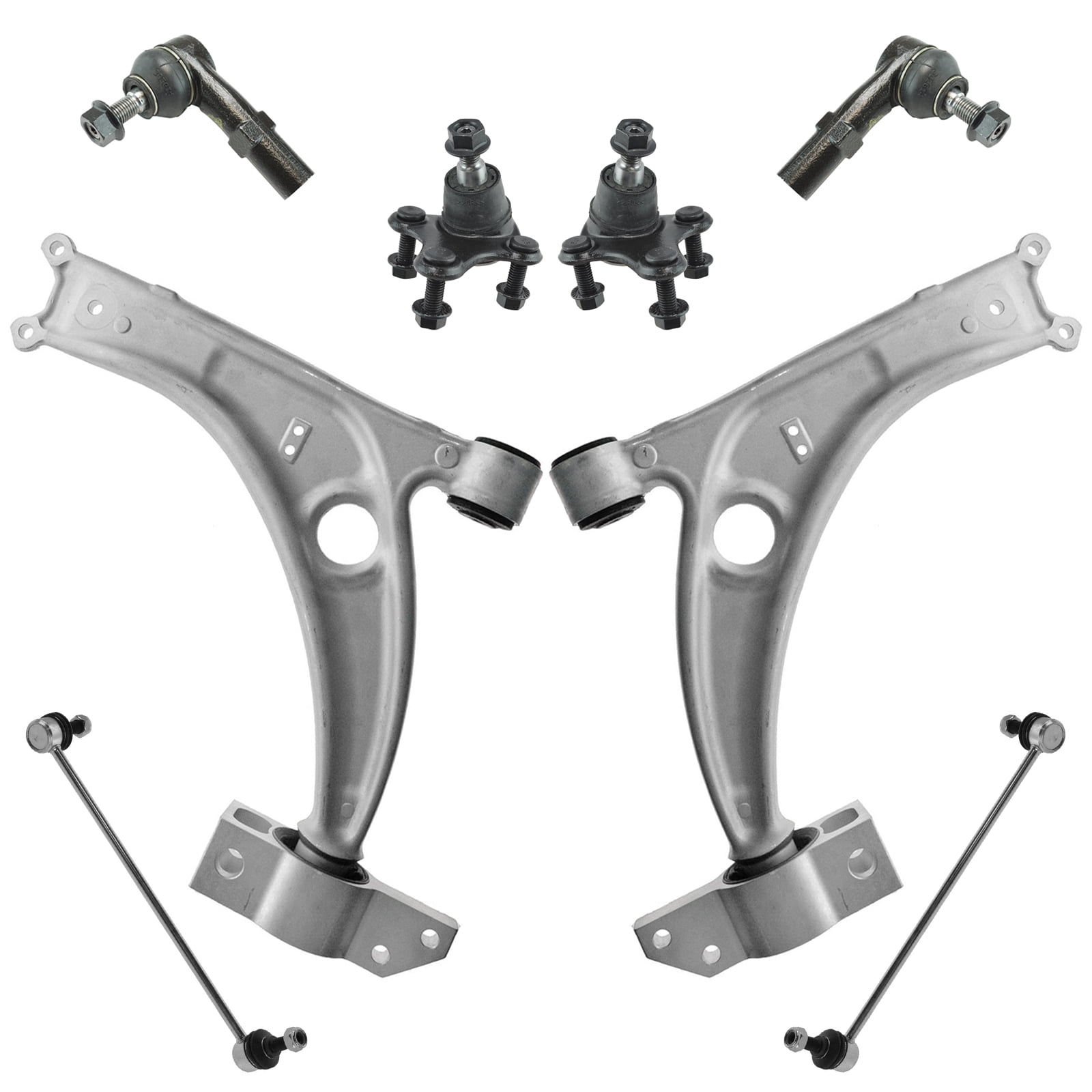 TRQ 8 Piece Steering & Suspension Kit Control Arms Tie Rods Sway Bar ...