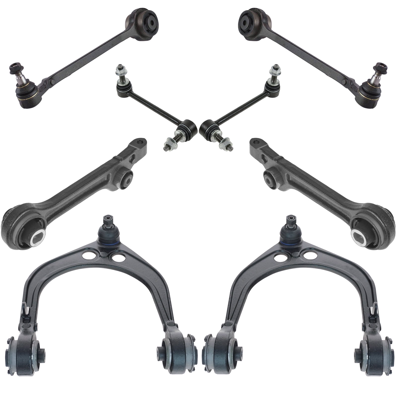 TRQ 8 pc Suspension Kit Upper & Lower Control Arm Assemblies w/ Sway ...