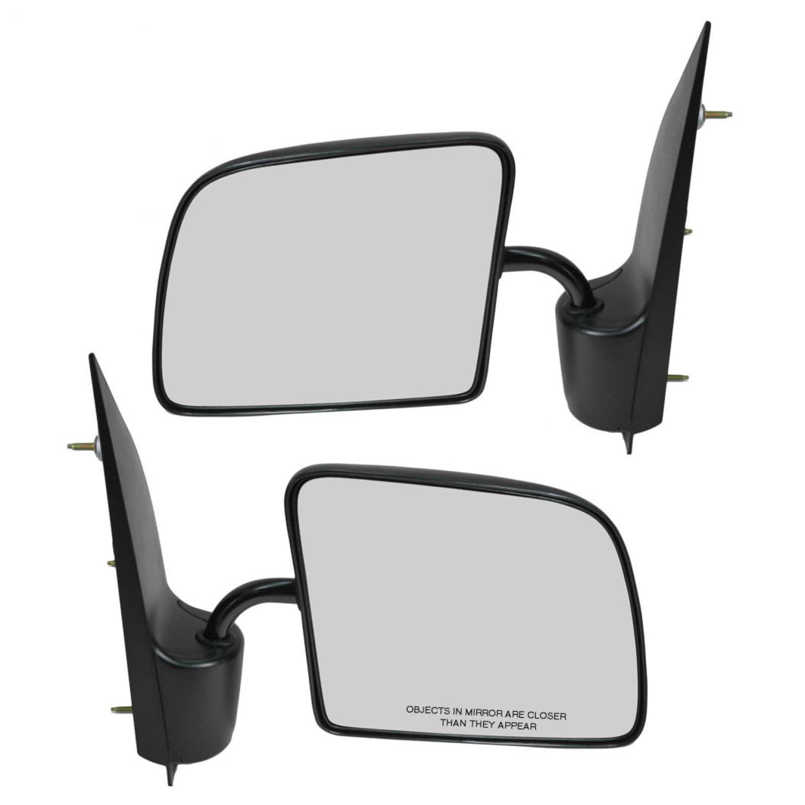 TRQ Black Manual Mirrors Goose Neck Style Pair for 94-06 Ford Van E150 ...