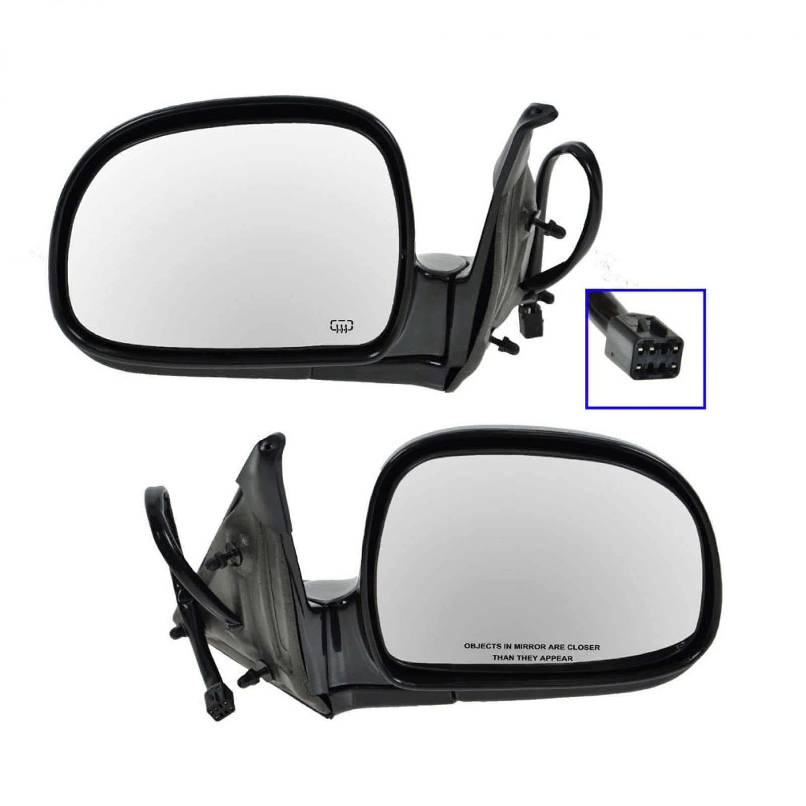 TRQ Black Power Heated Folding Side Mirrors Set for 98 Chevy GMC Pickup ...