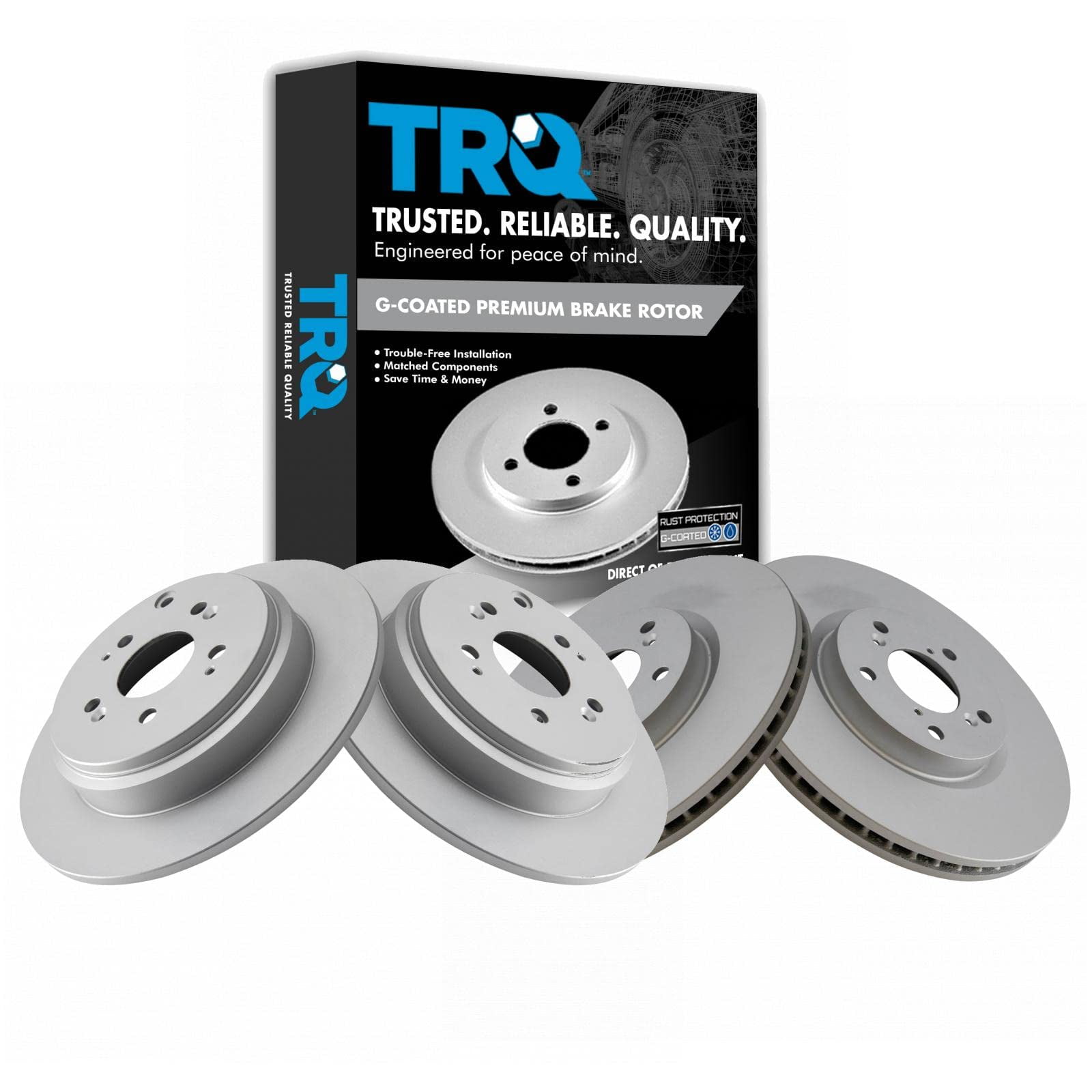 TRQ Front and Rear Brake Rotors Set Premium G-Coated Fits Select 2007 ...