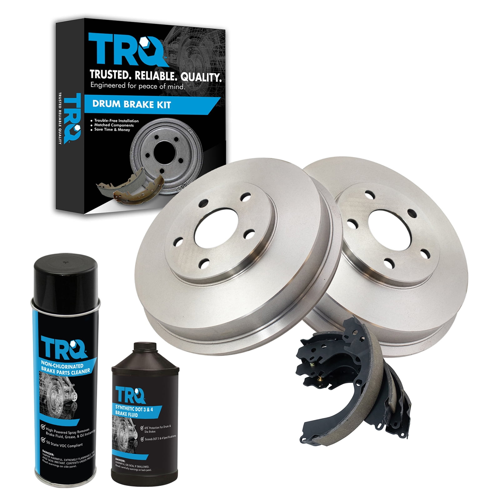 TRQ Brake Drum & Shoe Rear Kit w/Chemicals for Subaru Forester Impreza ...
