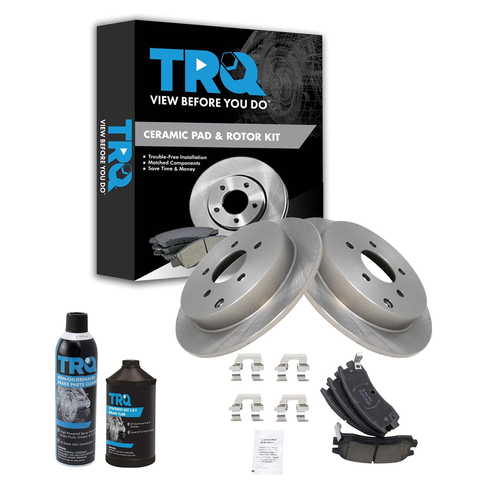 TRQ Brake Pad Rotor Ceramic Rear Kit w/Fluids for Venture Rendezvous ...