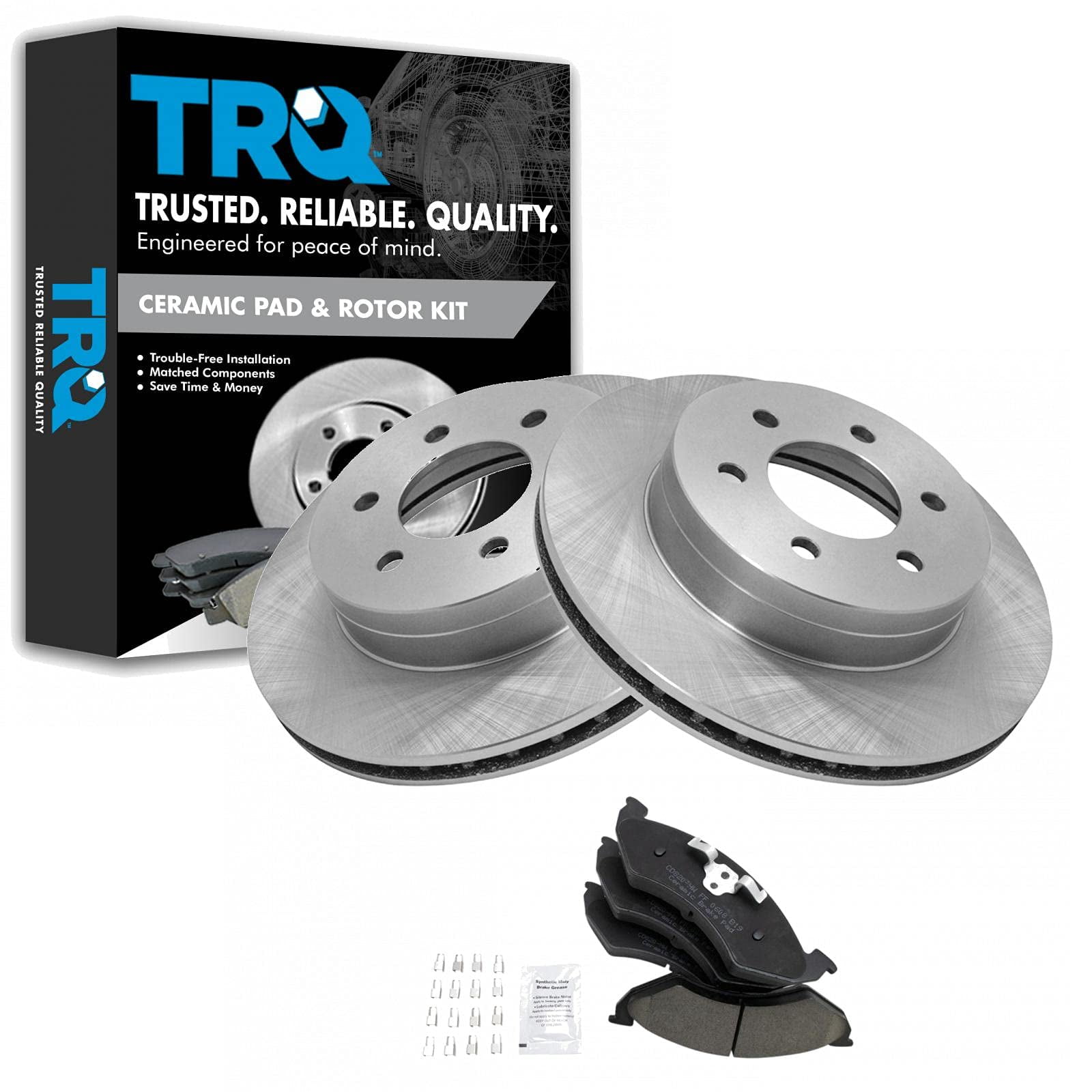 TRQ Front Brake Pad & Rotor Kit Brake Pads Brake Rotor Ceramic Fits ...