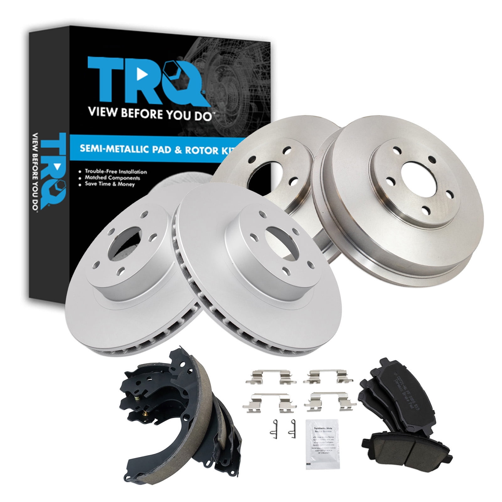 TRQ Brake Pad & Rotor,Shoe & Drum Kit Premium G-Coated Ceramic Fits ...