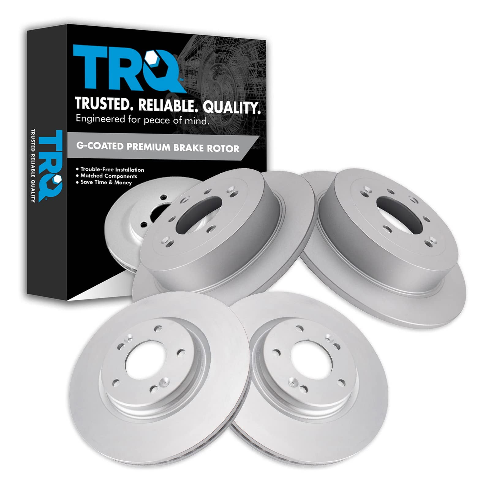 TRQ Front and Rear Brake Rotors Set Premium G-Coated Fits Select 2016 ...